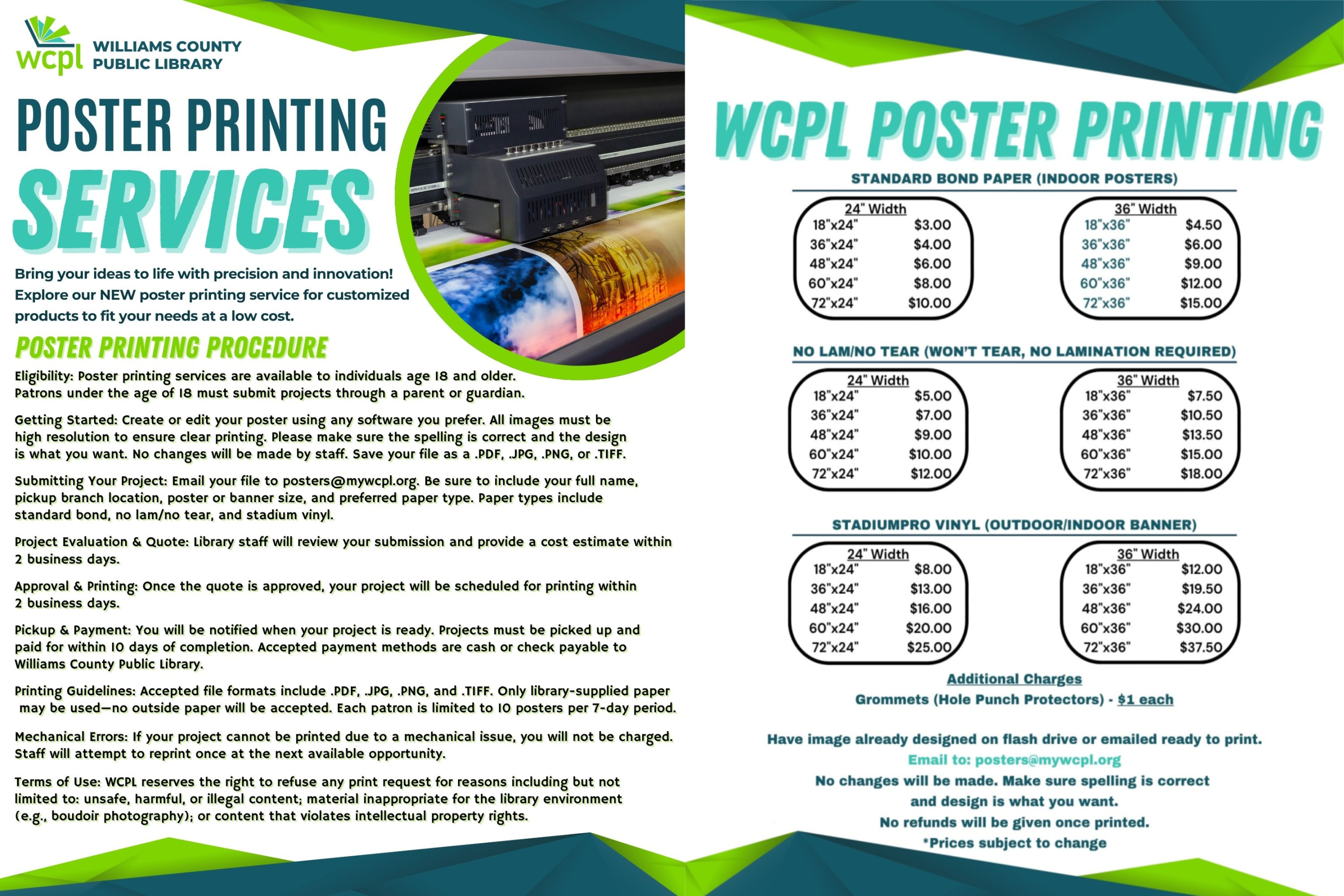 Printing Services | Williams County Public Library